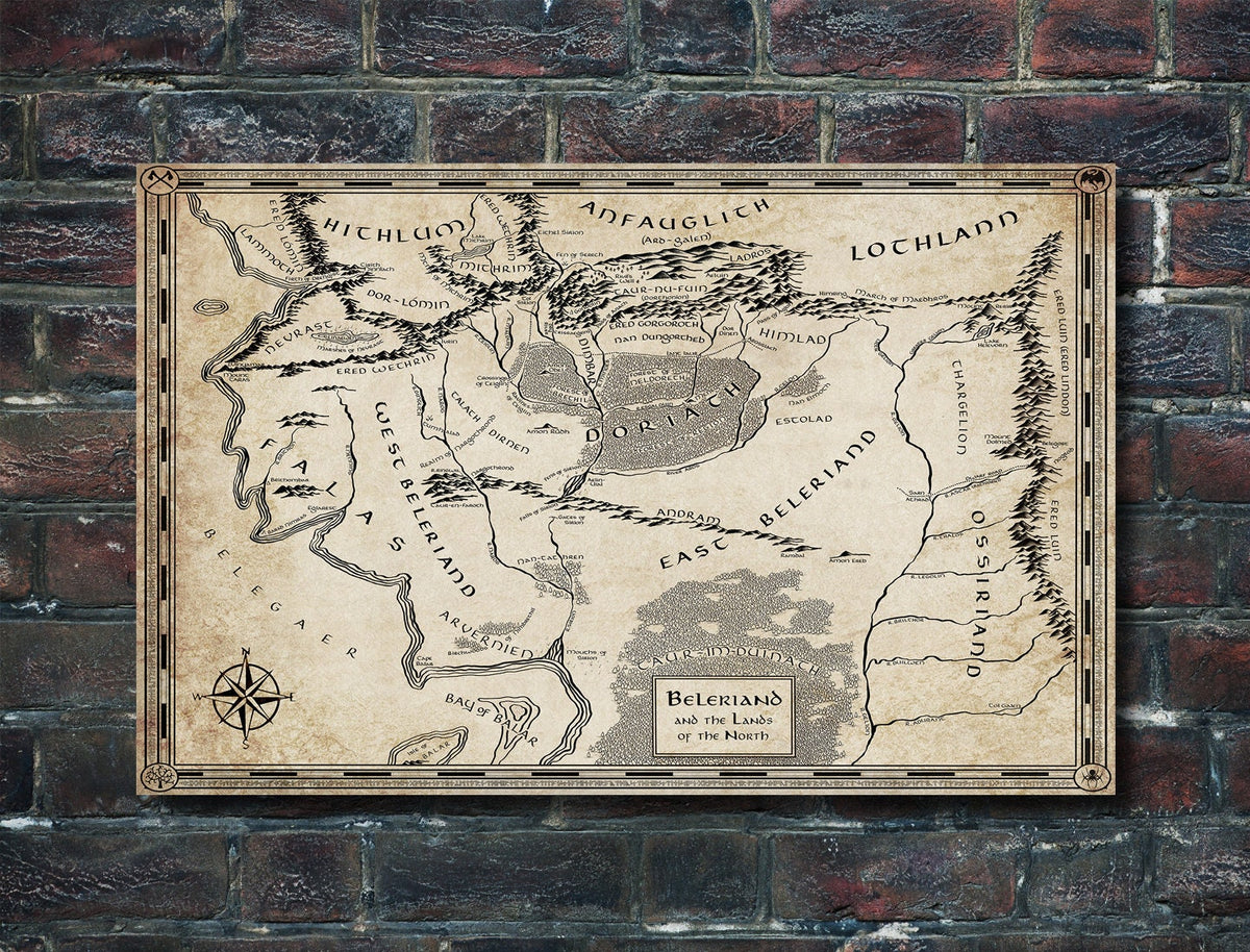 Beleriand Map | Silmarillion Map Art | Middle Earth Poster | Fantasy G ...