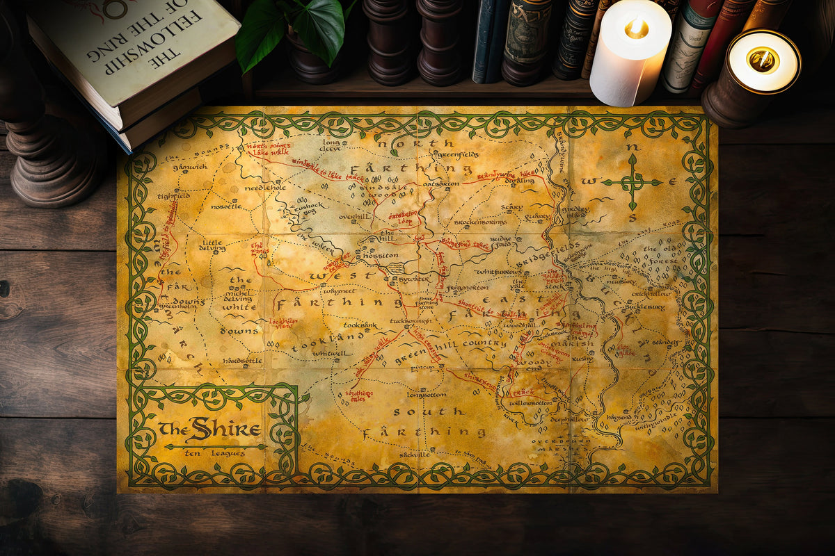 Shire Map Middle Earth Illustration Art Print Lord of the Rings Hobbit ...