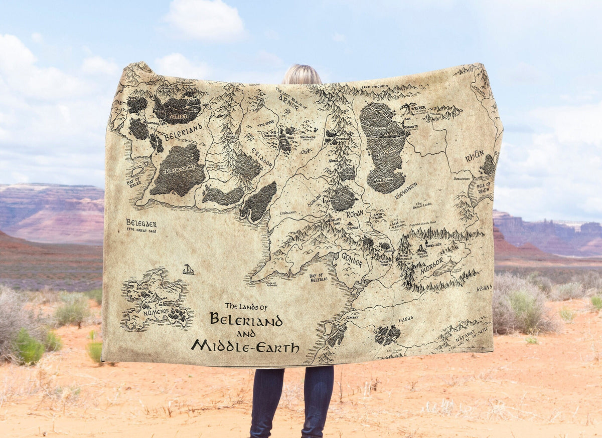 Beleriand Middle Earth Map Blanket, Lord of the Rings LOTR Pillow, Sil ...